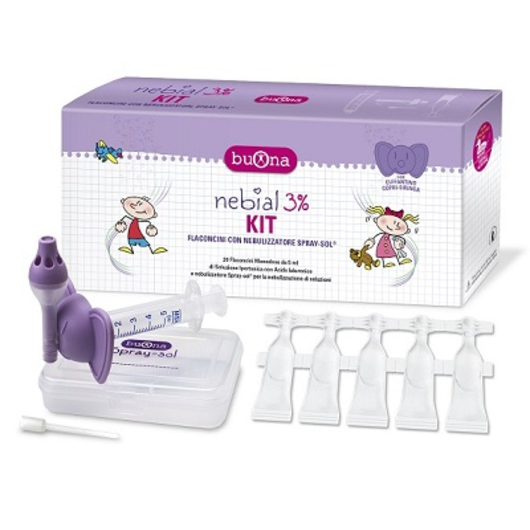 Nebial 3% kit 20 flaconcini monodose 5ml soluzione ipertonica con acido ...